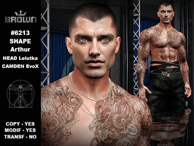 Second Life Marketplace - 6213 SHAPE Arthur HEAD Lelutka CAMDEN EvoX